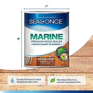 Seal-Once Marine Premium Wood Sealer - Waterproof Sealant - Wood Stain and Sealer in One - 1 Gallon & Bronze Cedar