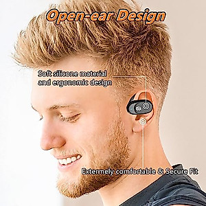 JQQLKJOE Open Ear Air Conduction Headphones,Wireless Sports Earbuds with Mic– 130° Adjustable,Open Ear Headphones Wireless Bluetooth for Music/Gaming/Running/Working