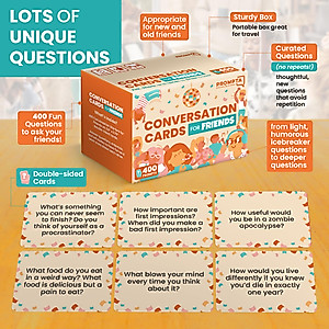 Prompta 400 Conversation Cards for Friends – Casual, Funny Get to Know You Conversation Starters to Connect with Friends