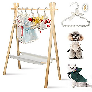 awagas Dress Up Storage, Small Clothes Rack, Baby Clothes Rack, Baby Clothing Rack, Kids Clothing Rack with Storage Shelf, Pet Clothes Rack, Garment Rack with 6Pcs Pearl Hangers for Baby Pets Dolls