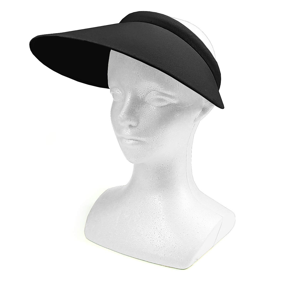 PRO.FASHION Women's Summer Sun UV Protection Visor Wide Brim Clip on Adjustable Stylish Beach Pool Golf Cap Hat (Black)