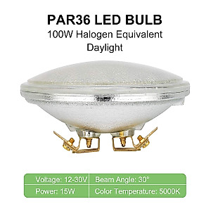 Goehiaul LED PAR36 Light Bulb 15W 5000K Daylight, PAR36 LED Landscape Bulb 2000LM 100W Halogen Equivalent PAR 36 Bulb12-24V with Lenses Spot Light for Landscape Lighting, Off-Road Vehicle 1 Pack
