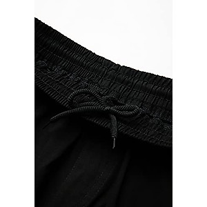 THWEI Mens Casual Cargo Pants Cotton Jogger Sweatpants Elastic Waist Trousers Black S