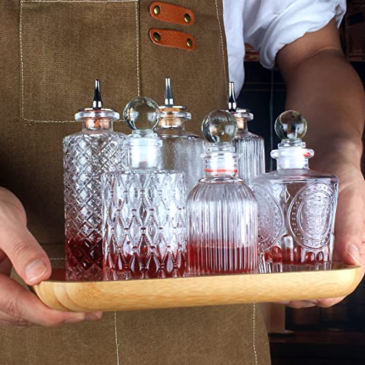 Bitters Bottle Set of 6 Dasher Bottles for Cocktails with Zinc Alloy Dash Tops and Stoppers, Dispenser Bottles, Barware Set for Home Bar (6 pacl)