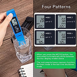VIVOSUN Digital PH Meter, TDS and EC Pen for Water, Soil Moisture Tester