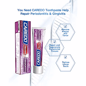 CAREDO Healing Periodontitis Treatment At Home Toothpaste, Periodontal Disease Treatment 3.52oz 2 Tubes, Gingivitis Treatment for Gum Disease, Fluoride Free Toothpaste for Bleeding Gums and LooseTeeth