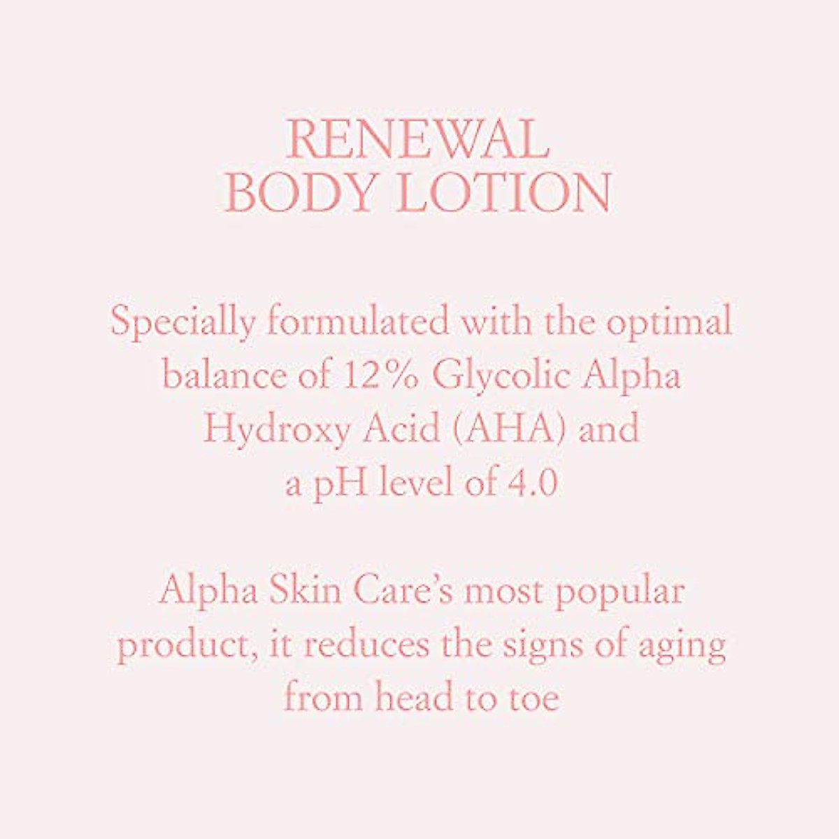 Alpha Skin Care Revitalizing Body Lotion with 12% Glycolic AHA, Simple and Effective Multi-Purpose Daily Moisturizer Hydrates and Exfoliates with Acne Treatment, Anti-Aging, Smoothing Properties