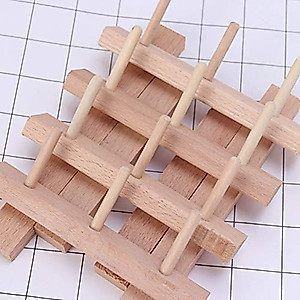 Amosfun 12 Thread Holder Hair braiding Rack Spool Wooden Braid Divider Stand Separator- Spool Folding Beech Reel Bobbin Thread Organizer- Wire Frame Rack for Quilting Crafts Sewing Embroidery