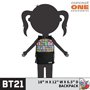 Concept One BT21 LINE FRIENDS 12 Inch Sleeve Laptop Backpack, Padded Computer School Bag, Multi, One Size