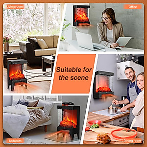 Electric Fireplace Stove, 1500W Wall Mountable Fireplace Heater Freestanding with 3-Sided View, 3D Flame Effect, Adjustable Brightness & Heating Mode, Overheat Protection, Thermostat(Upgraded)