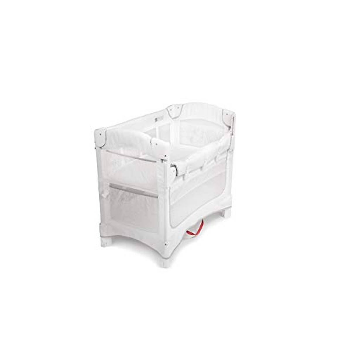 Arm’s Reach Mini Ezee 2 in 1 Co-Sleeper Bedside Bassinet Featuring Breathable Mesh Side Panels with 2 Wheels for Portability, Side Pockets, and Bottom Storage, White