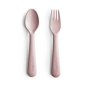 mushie Flatware Fork and Spoon Set for Kids | Made in Denmark (Blush)