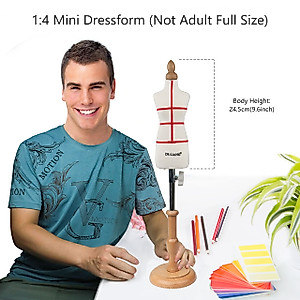 DE-LIANG Female Dress form (Body Height 9.6 inch) MINI 1/4 XS size Professional Tailor Form (Not Adult Full Size) Fully Pinnable half scale 1:4 foam dressmaker Flexible Sewing Dress Form
