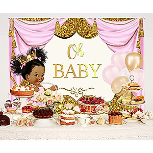 Ticuenicoa Oh Baby Backdrop for Girl Royal Princess Pink and Gold Baby Shower Backdrops for Photography Fresh Princess Babyshower Background It's A Girl Banner 1st Birthday Party Supplies 5x3ft