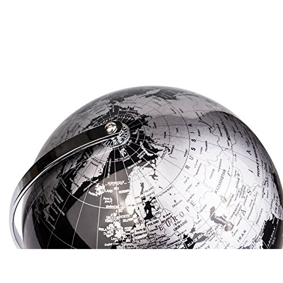 ANNOVA Metallic World Globe Black – Educational/Geographic/Modern Desktop Decoration - Stainless Steel Arc and Base/Earth World - Metallic Black - for School, Home, and Office (8-Inch)