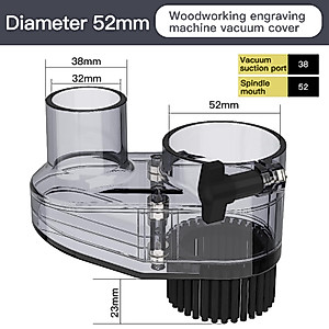 CNC ABS Dust Shoe for CNC Machines, 52mm Diameter Motor, fits Most 300W-500W Spindle Motors, Engraving Machine Accessories for CNC Engraver Milling Mahcine