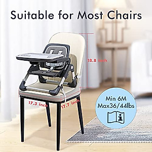 Booster Seat Portable Chair Toddler Booster Feeding Seat for Baby with Removable Tray Height Adjustable 5 Point Harness Indoor/Outdoor Use Easy to Wipe Clean