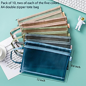 10 Pack Mesh Zipper Pouches for Organizing, Double Layers Nylon Puzzle Building Block Sets Toy Storage Organization with Handle, Multipurpose for Travel, School, Board Game, Office, and Home Organize