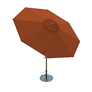 Midtown Umbrellas The Lean 9 Feet Outdoor Umbrella With Terylast Terracotta (Dark Orange) Polyester Fabric - Auto-Tilt Aluminum Frame Patio Umbrella For Deck, Garden, Pool - Black Pole