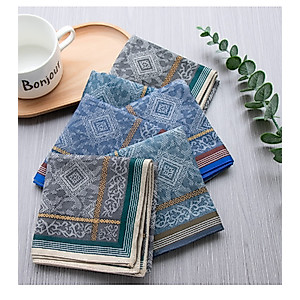 Mens Soft Cotton Handkerchiefs Old-fashioned Jacquard Pattern Assorted Pack 3PCS