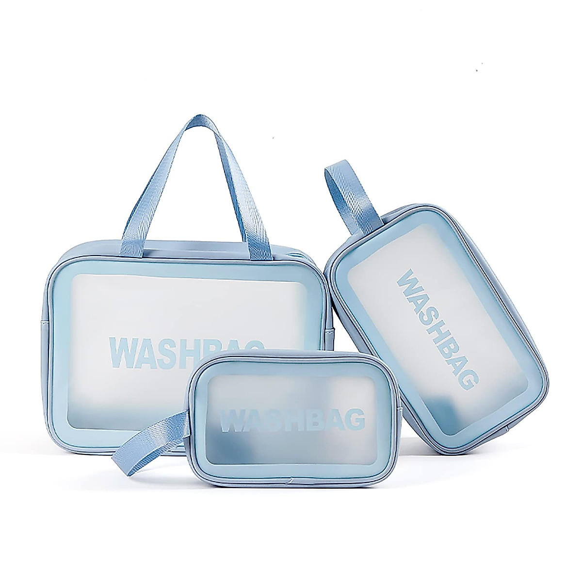 Travel Wash Toiletry Bag for Women Men, Translucent Waterproof Makeup Cosmetic Bag Travel Organizer for Accessories, Travel Enssential Toiletries,Set of 3,Teal