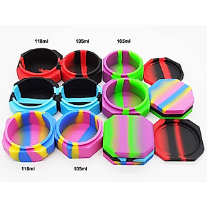 Pearwell 223ml Large Silicone Wax Concentrate Container 118ml 105ml Jars (16), Multicolor