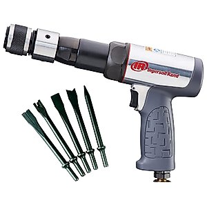 Ingersoll Rand 119MAXK Long Barrel Air Hammer Kit – 5 PC Chisel Set, Lightweight, Quiet, Compact, Powerful, Gray