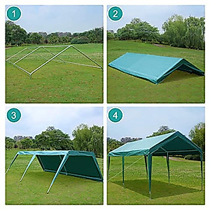 ADVANCE OUTDOOR Adjustable 10x20 ft Heavy Duty Carport Car Canopy Garage Boat Shelter Party Tent, Adjustable Height from 9.5 ft to 11 ft, Green