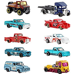 Hot Wheels 10-Pack, Set of 10 Toy Trucks in 1:64 Scale, Mix of Officially Licensed & Unlicensed (Styles May Vary) [Amazon Exclusive]