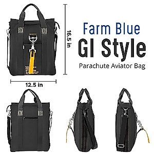 Farm Blue Tactical Aviator Flight Bag – Para Rescue Parachute Style- Medium Size Pilot Laptop Crossbody Briefer -Stealth Black