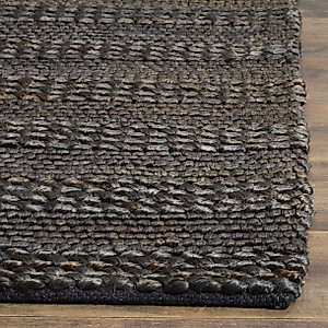 SAFAVIEH Natural Fiber Collection Area Rug - 6' x 9', Charcoal, Handmade Braided Woven Jute, Ideal for High Traffic Areas in Living Room, Bedroom (NF212C)