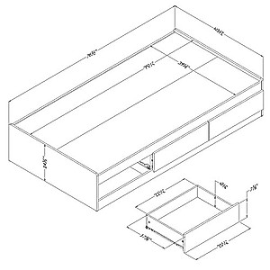 South Shore Fynn Mates Bed with 3 Drawers, Twin, Gray Oak