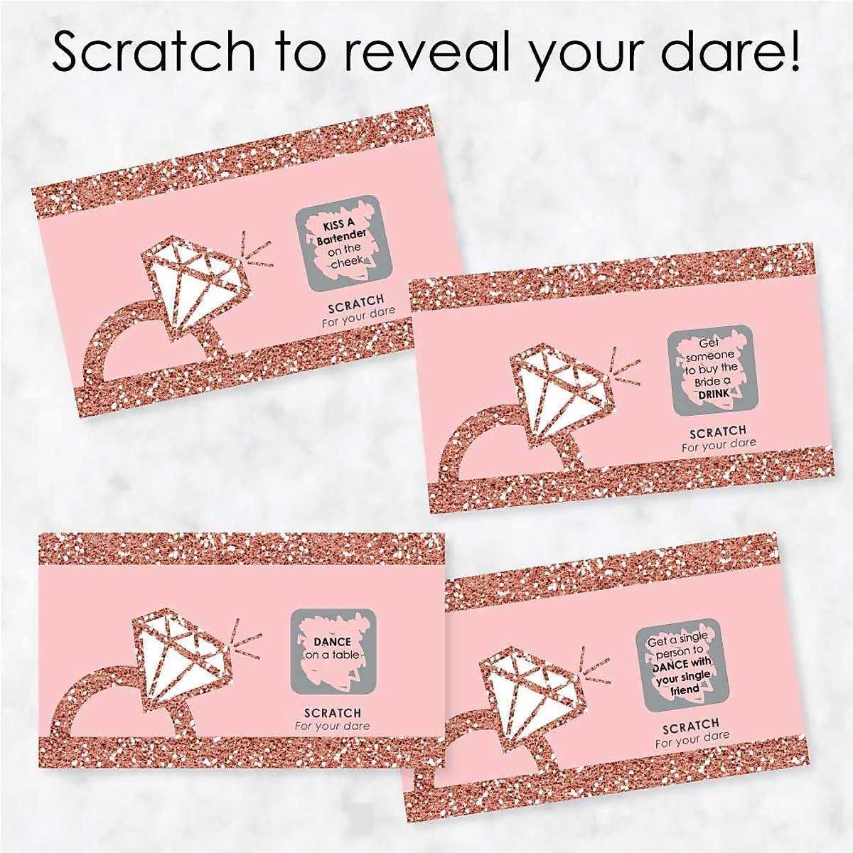 Big Dot of Happiness Bride Squad - Rose Gold Bridal Shower or Bachelorette Party Game Scratch Off Dare Cards - 22 Count