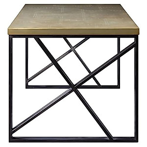 Acme Jennavieve Rectangle Writing Desk with Metal Base in Gold Aluminum
