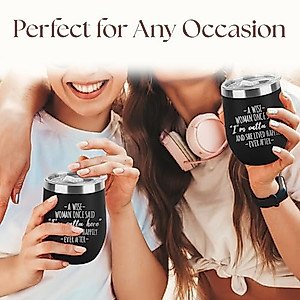 shop4ever A Wise Woman Once Said I'm Outta Here and Lived Happily Ever After Engraved Insulated Stainless Steel Wine Tumbler with Lid 12 oz. (Black)