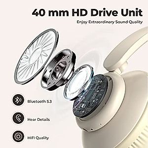 V8 Bluetooth Headphones, 80 Hours Playtime Wireless Headphones with Deep Bass,Lightweight Foldable Headphones Built-in Mic,HiFi Stereo Sound for Travel Work Laptop PC Cellphone