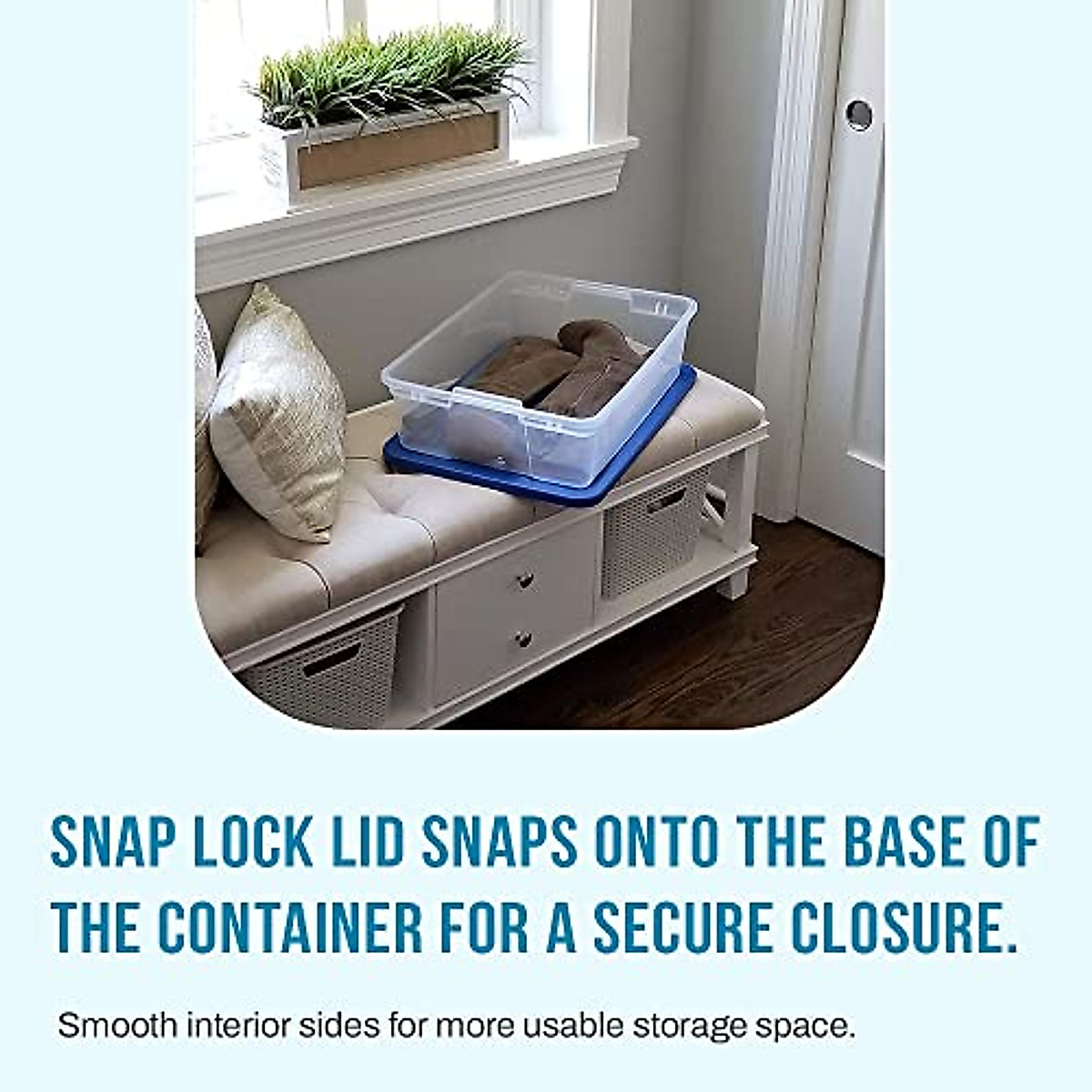 HOMZ 56 Quart Snaplock Clear Plastic Storage Tote Container Bin with Secure Lid and Handles for Home and Office Organization, 2 Pack