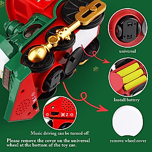 JUQU Train Toy for Christmas - Toy Train w/Lights & Customized Sounds for Christmas - 360° Rotation Moving Bump and Go Train Locomotive for Kids Toddlers for Age 3 4 5 6 7 8+ Boys Girls (Red/Green)