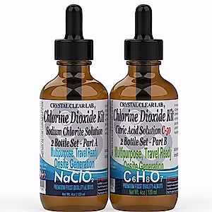 Crystal Clear Lab Chlorine Dioxide Kit - 4oz Citric Acid, Solution, 2 Bottles (8 oz)