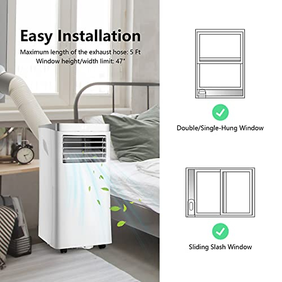 PETSITE Portable Air Conditioner, 8000 BTU AC Cooling Unit with Remote Control, 3-in-1 Air Conditioners with Dehumidifying, Fan & Air Cooler Function, Cools Up to 230 sq.ft