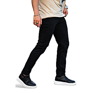 Mens Slim Fit Jeans Stretchy Black Denim Pants for Men Slim Leg 34x30