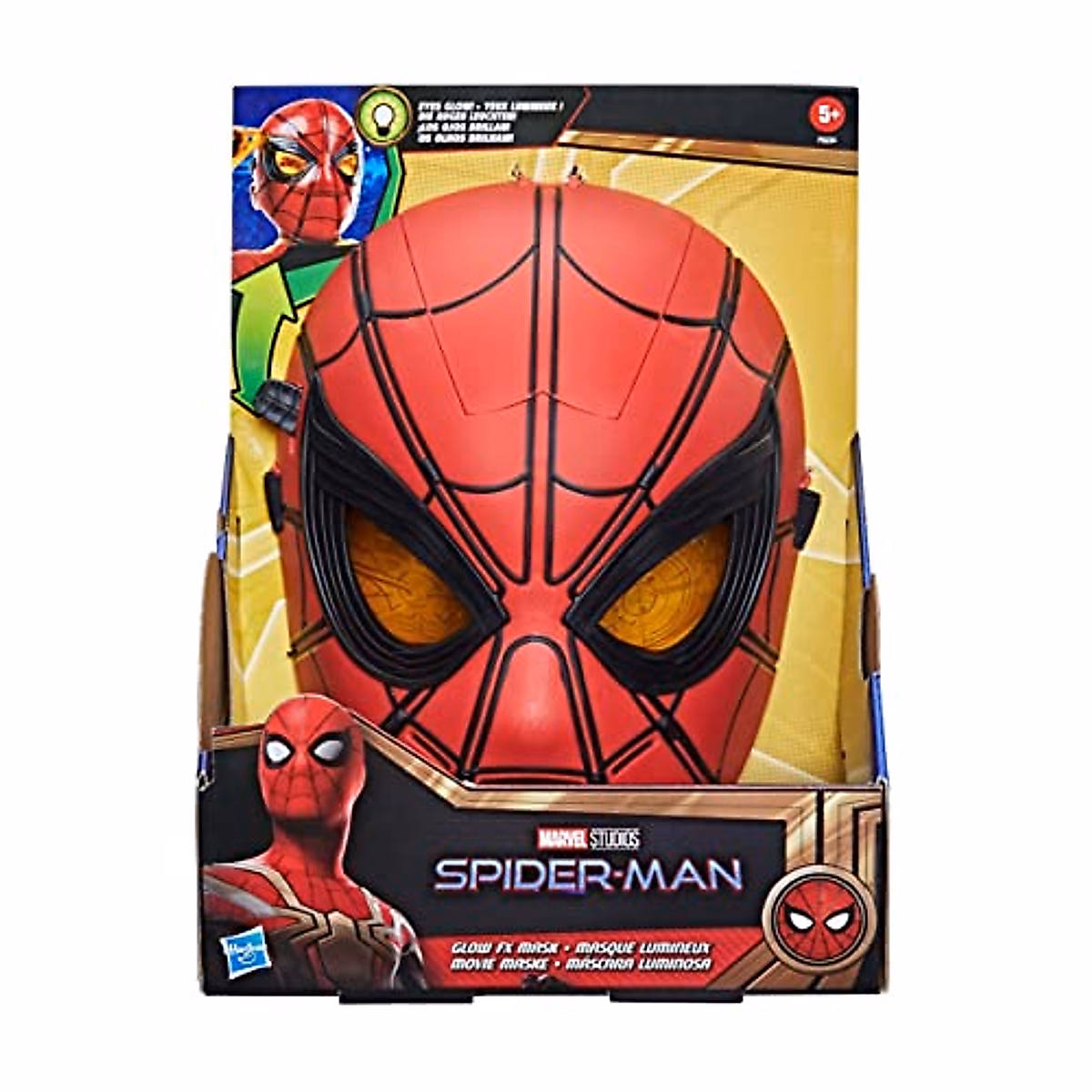 Spider-Man Marvel Glow FX Mask Electronic Wearable Toy with Light-Up Moving Eyes for Role Play, for Kids Ages 5 and Up