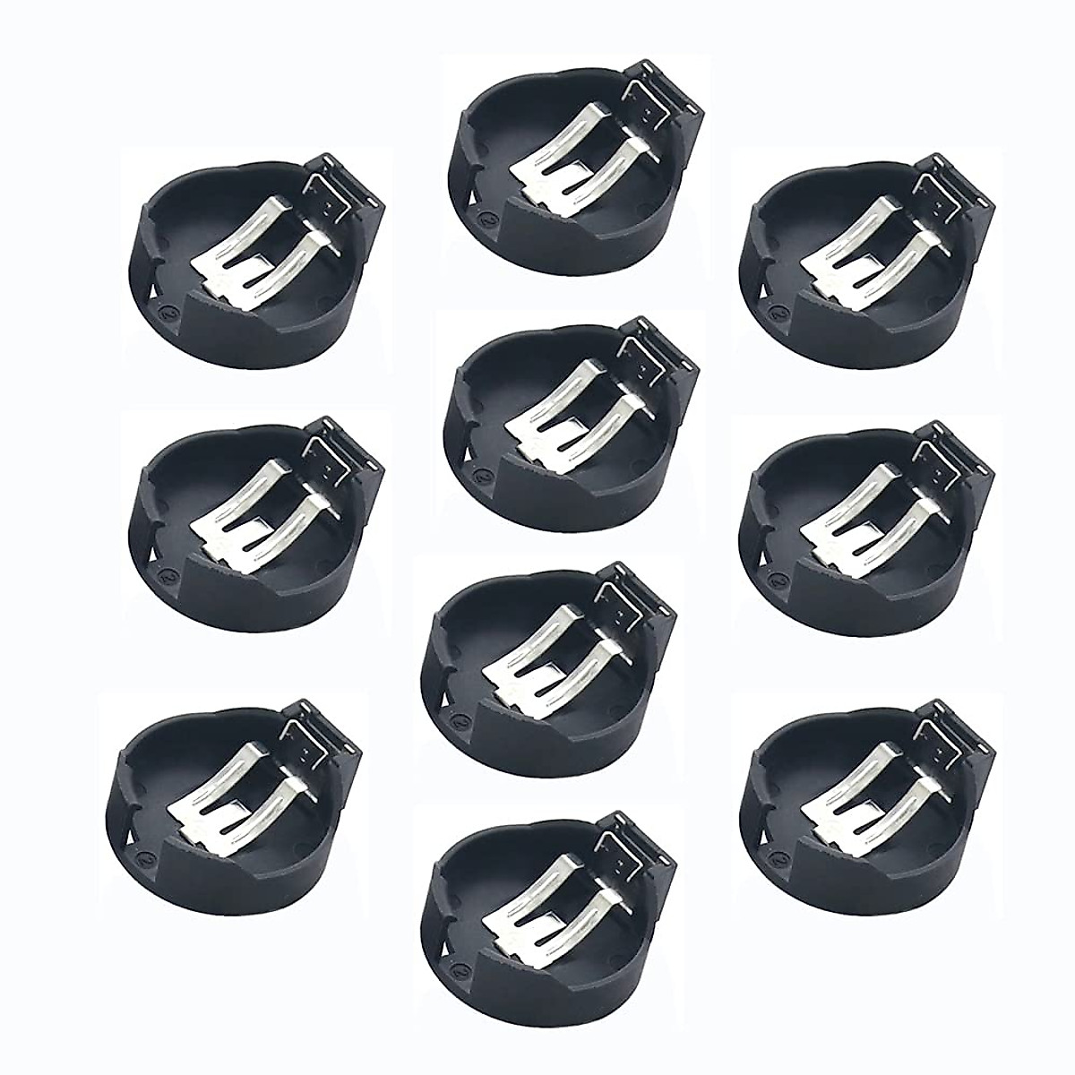 rgzhihuifz 10 Pcs CR/LIR2450 Horizontal Coin Button Battery Holder Black Container Case