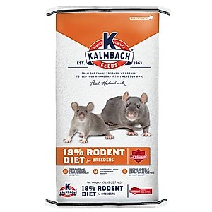 Kalmbach Feeds 18% Rodent Diet Cubed Feed for Rats and Mice in All Life Stages, 50 lb Bag