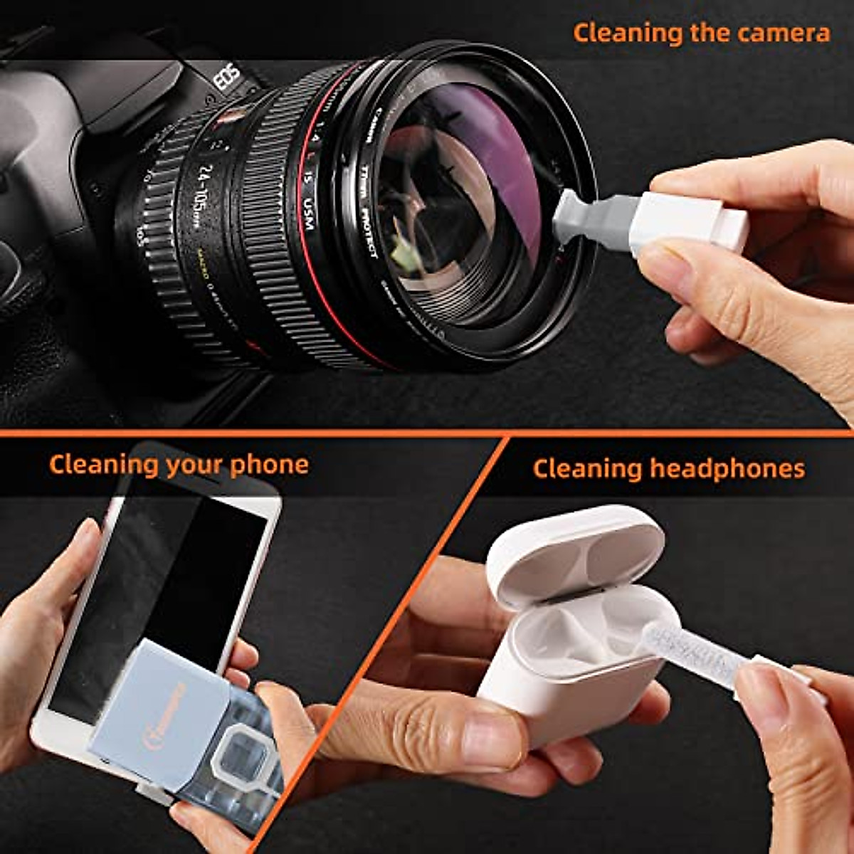 10-in-1 Laptop Keyboard Cleaner Cleaning Kit, Electronics Screen Cleaner Repair Tool with 3 in 1 Earbud Cleaner Pen, Camera Lens Pen, Suit for MacBook iPad, iPhone, Cell Phone, PC Monitor with Patent