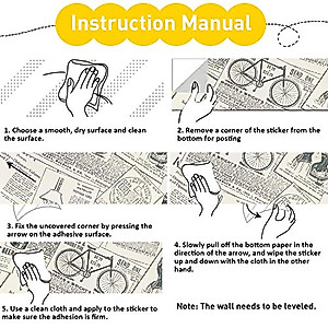 Lependor 17.71" X 118" Vintage Newspaper Self Adhesive Paper Peel & Stick Wallpaper for Bedroom Livingroom Decor - 17.71" X 9.8 ft