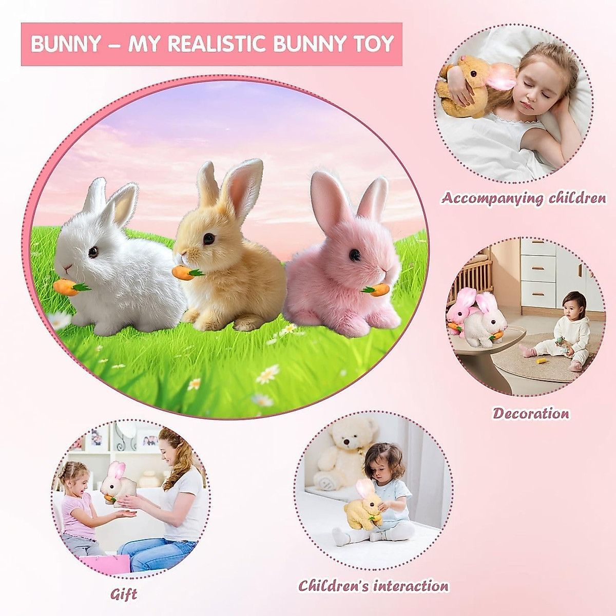 Bunny - Easter My Realistic Bunny Toy, Interactive Bunny Realistic Bunny - Jumping, Twitching, and Shaking Ears, Bunny Realistic Bunny Toy, Bunbi Realistic Bunny, Realistic Bunny Toys (Brown)