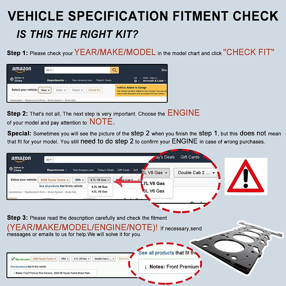 ECCPP Engine Full Gasket Set w/Bolts for 03 04 05 06 07 08 for Jeep Grand for Cherokee for Chrysler 300 Aspen for Dodge for Ram Charger Magnum 5.7L V8 OHV Head Gaskets Kit