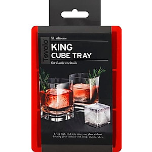 Tovolo, Large King Craft Ice Mold Freezer Tray of 2" Cubes, BPA-Free Silicone, Single, Candy Apple