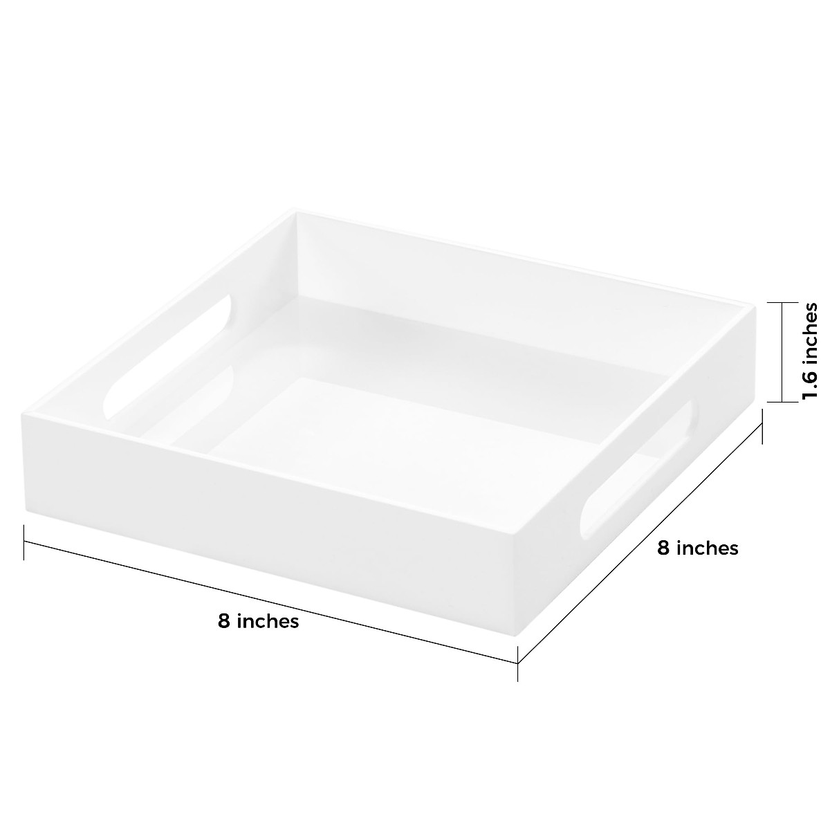 Generic White Acrylic Vanity Tray 8x8 Inches Decorative Bathroom Office Storage Organizer Tray Perfume Countertop Makeup Jewelry towel Dresser Tray Nightstand Entryway Closet Catchall Candle ottoman